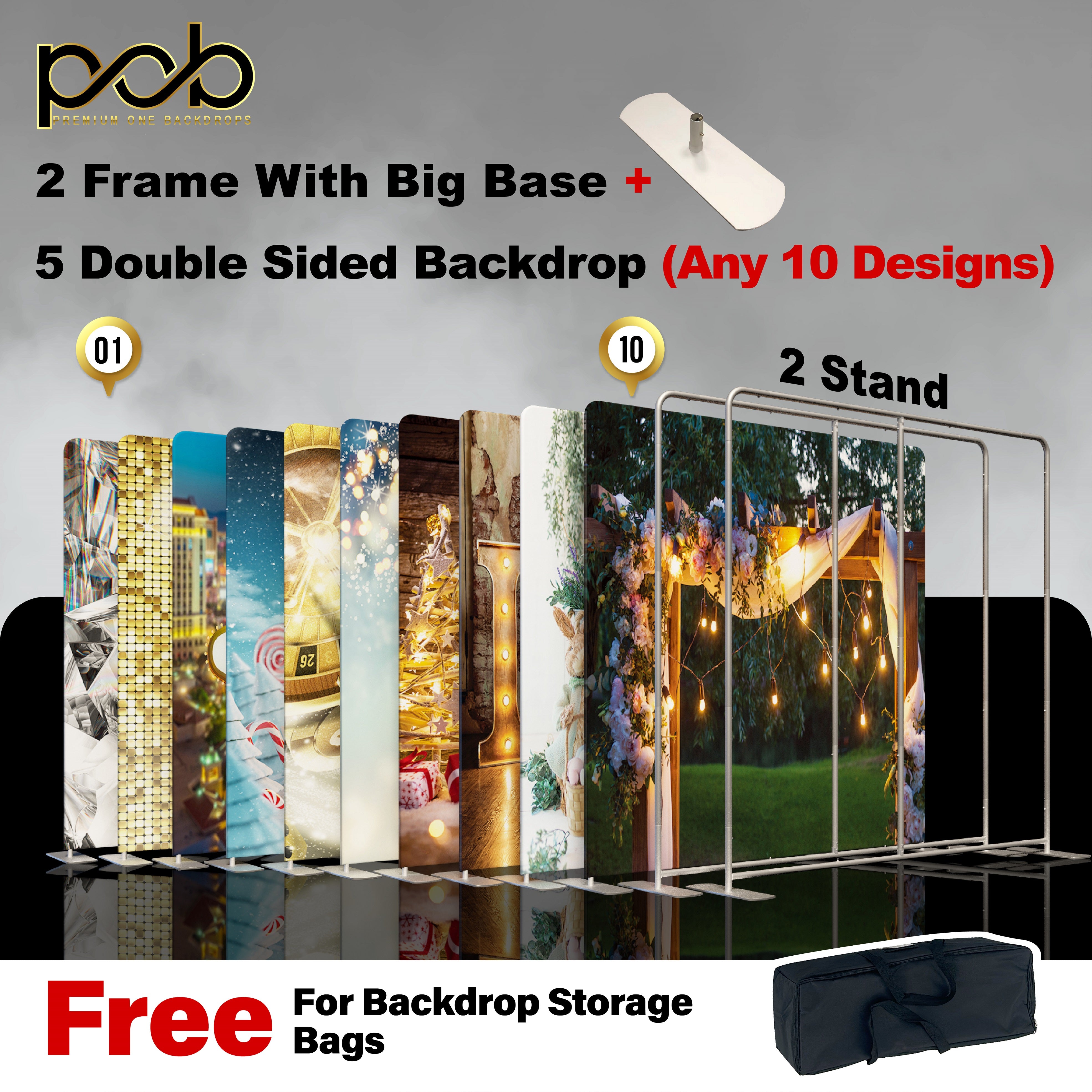 2 Pillow Cover Frame Oversized Base and 5 Double Sided Backdrop (Any 1