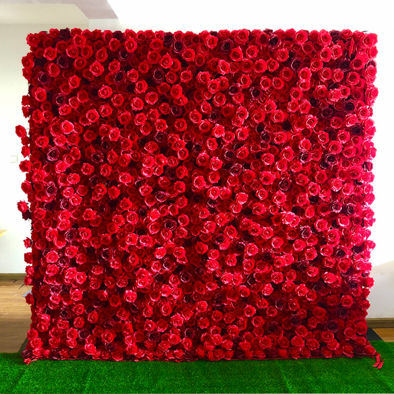 Pure Red Rose Flower Wall / Artificial Flower Wall Backdrop