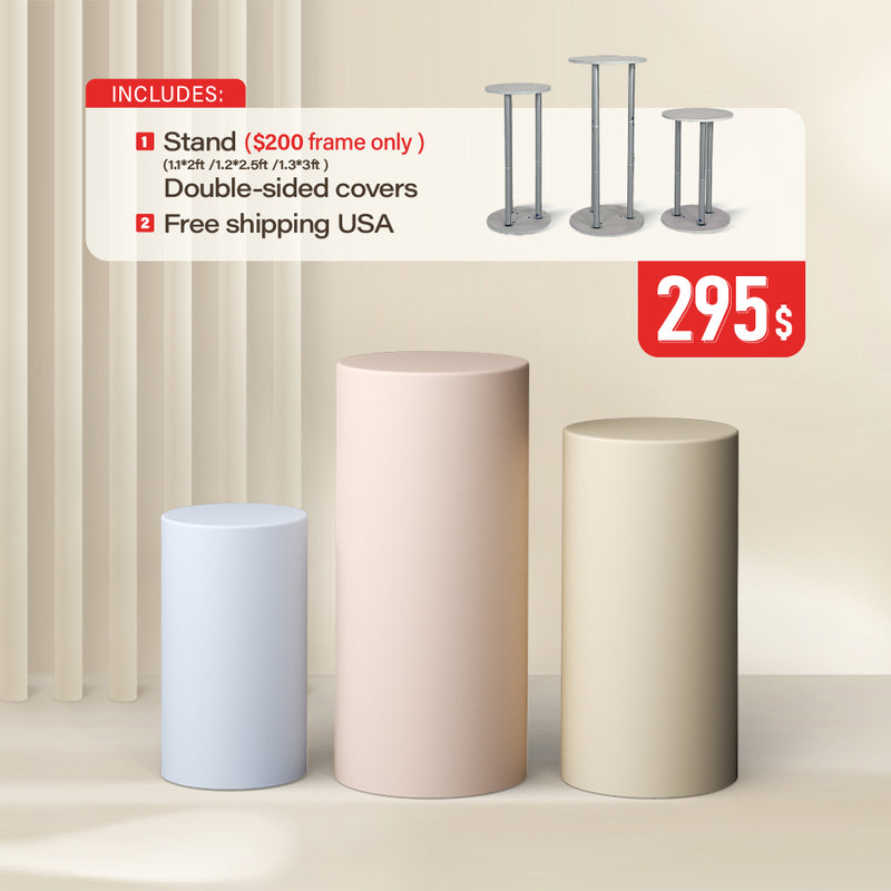Round Display Cylinder Pedestals with Covers