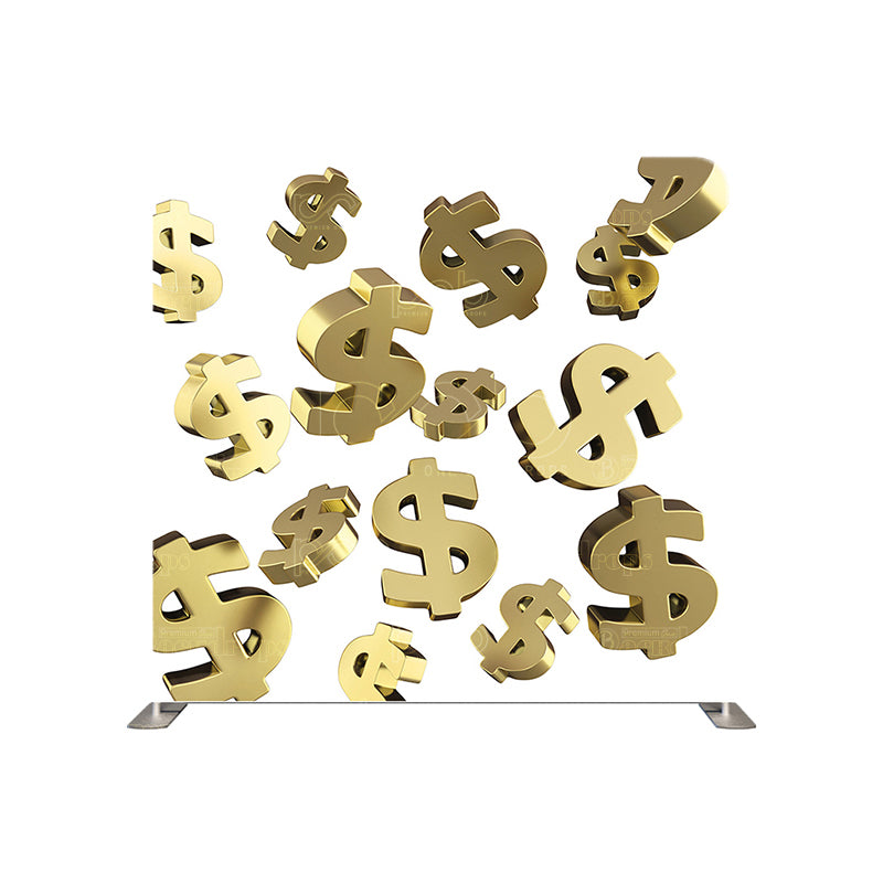 Pillow Cover Backdrop(White And Gold Money Signs)