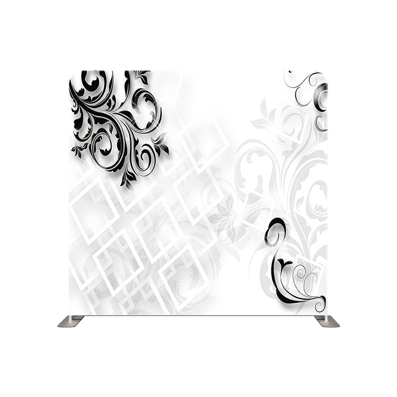 Pillow Cover Backdrop(black corner swirl flower)